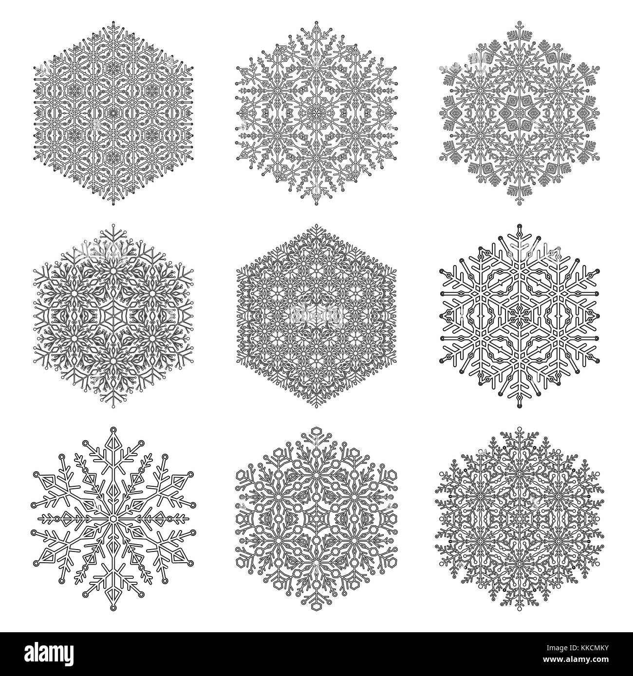 Set of Vector Snowflakes Stock Vector Image & Art - Alamy
