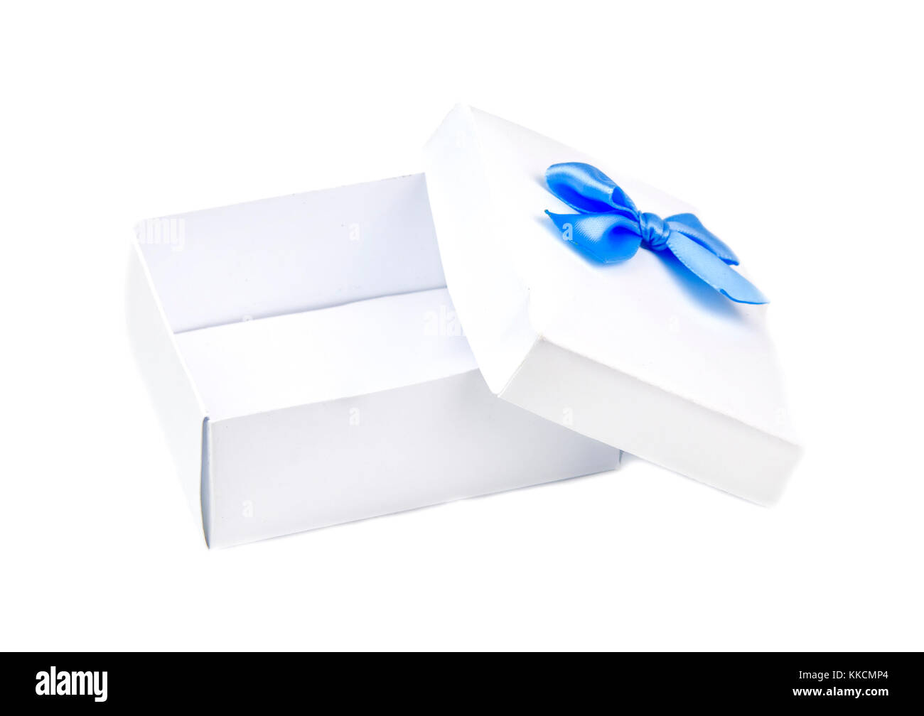 white gift box with blue bow isolated on white background Stock Photo ...