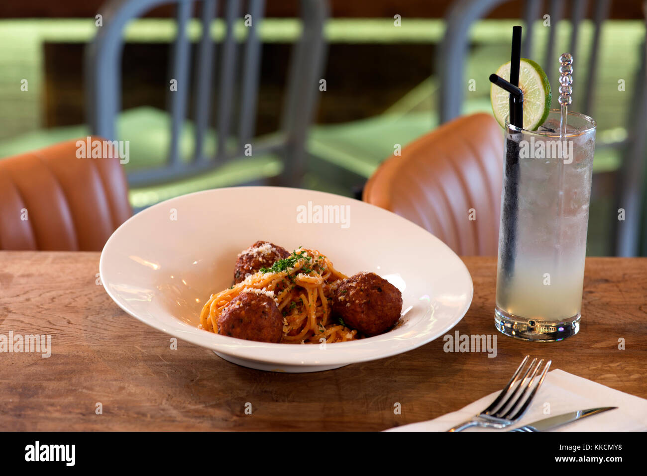 meatball pasta in a restaurant Stock Photo - Alamy