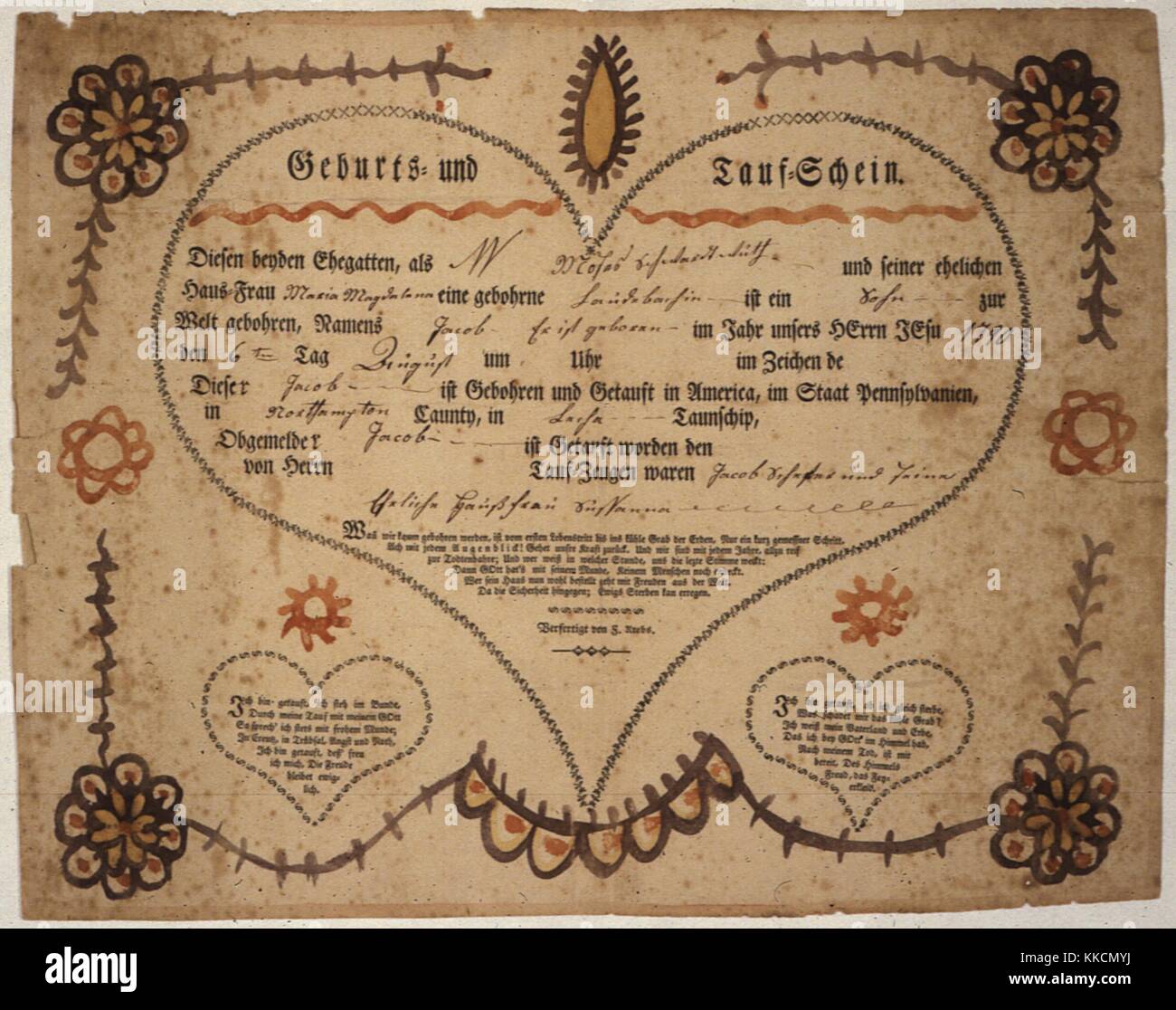 Illustrated fraktur, a type of illuminated folk art created by the ...