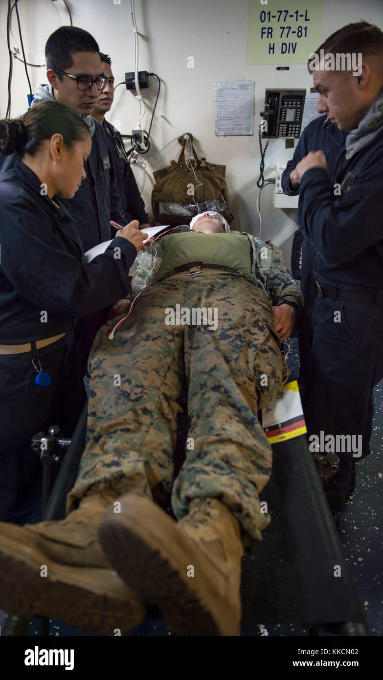 ATLANTIC OCEAN (Nov. 25, 2017) A medical team aboard the amphibious ...
