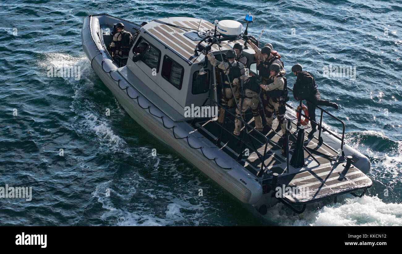 ATLANTIC OCEAN (Nov. 25, 2017) Sailors assigned to the dock landing ...