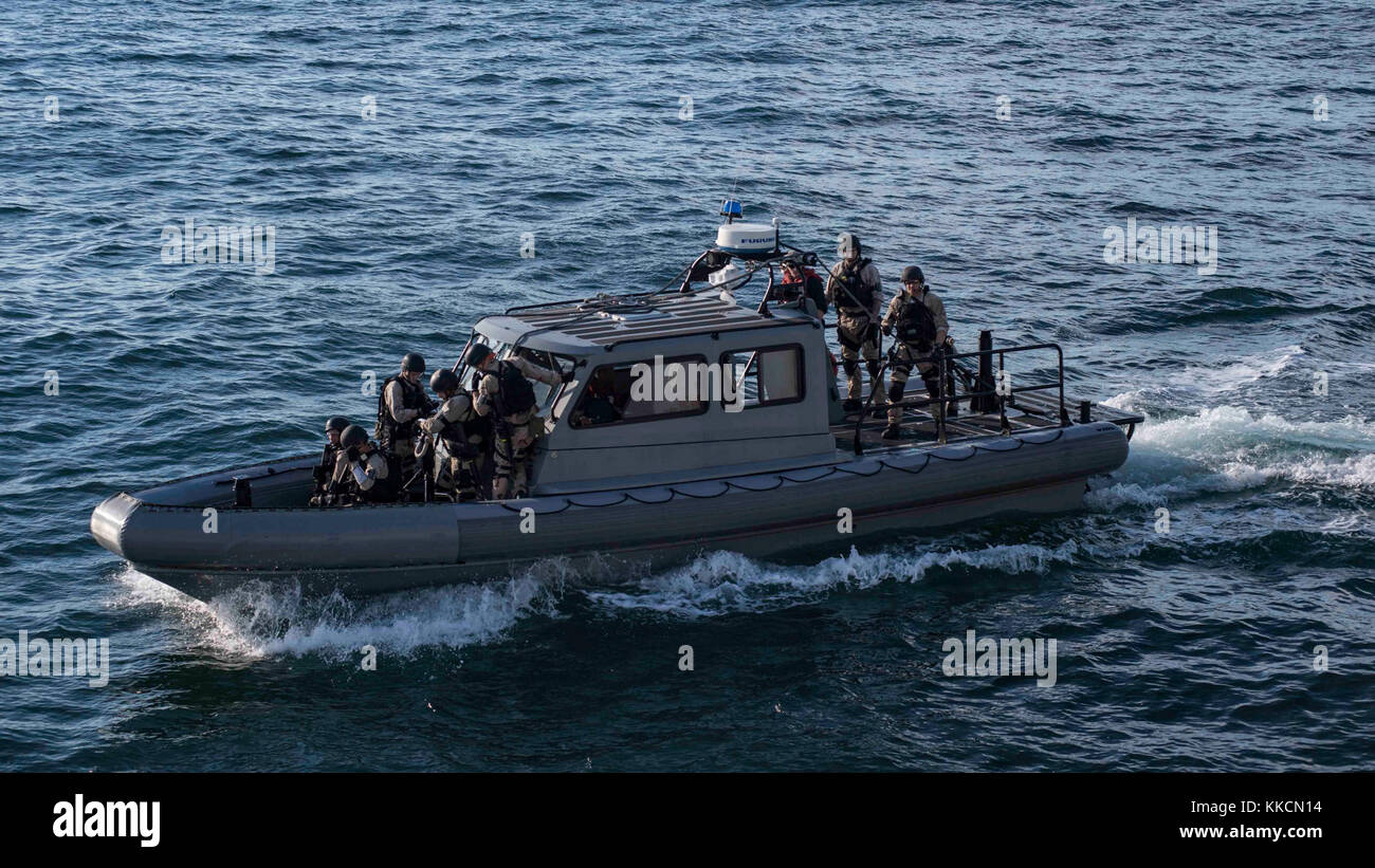 ATLANTIC OCEAN (Nov. 25, 2017) Sailors assigned to the dock landing ...