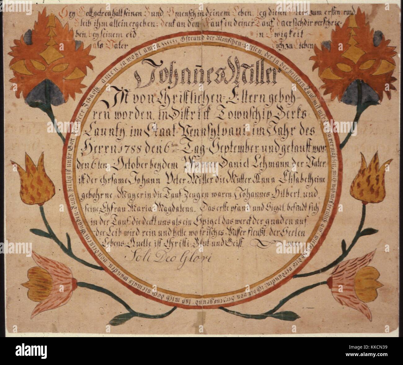 Illustrated fraktur, a type of illuminated folk art created by the ...