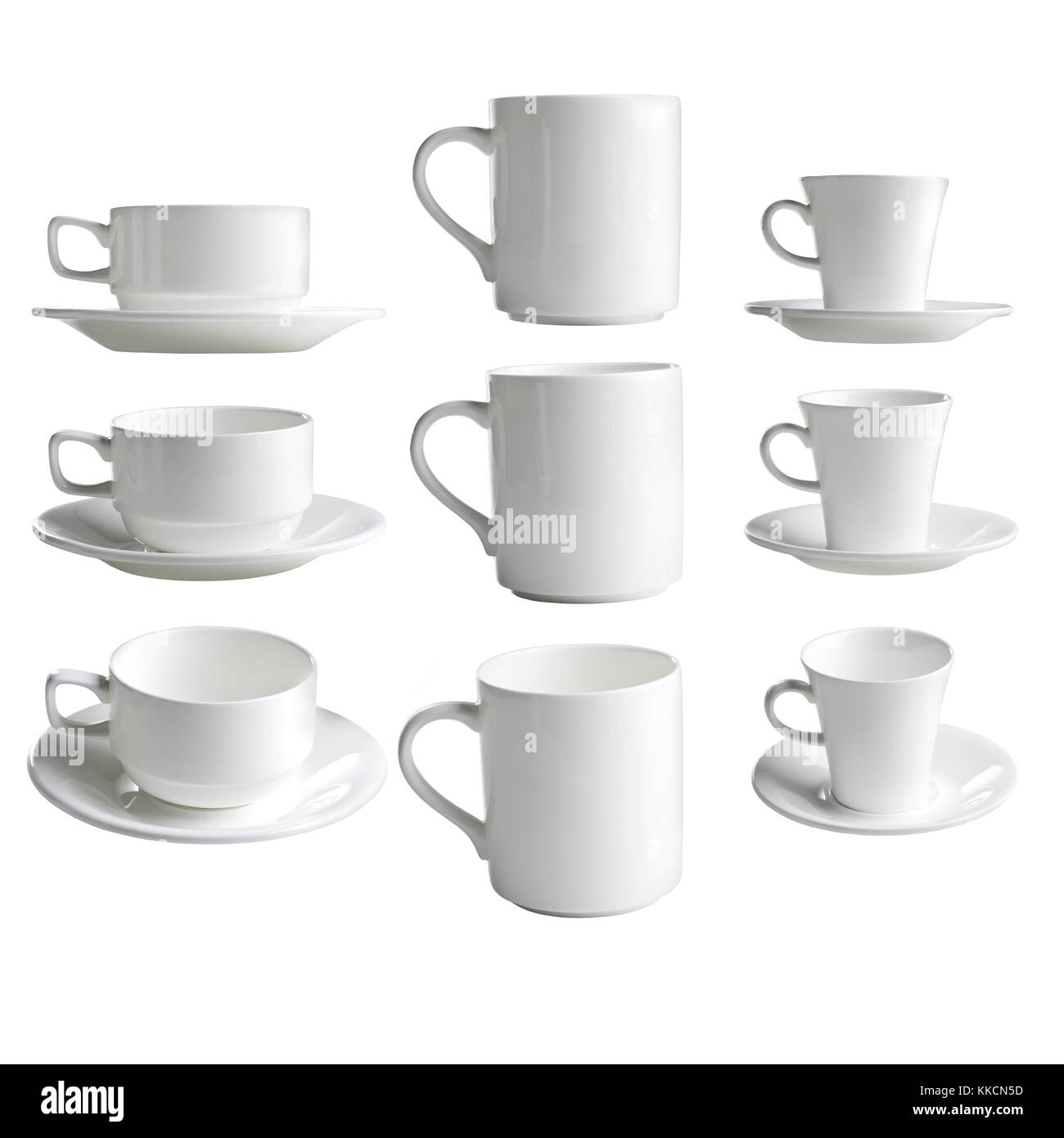 collection of various white coffee cups on white background Stock Photo ...