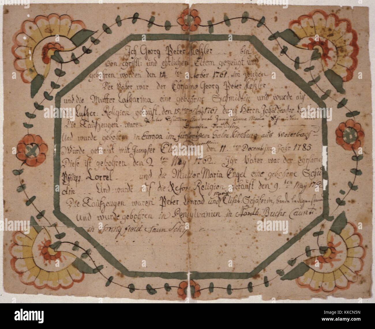 Illustrated fraktur, a type of illuminated folk art created by the ...