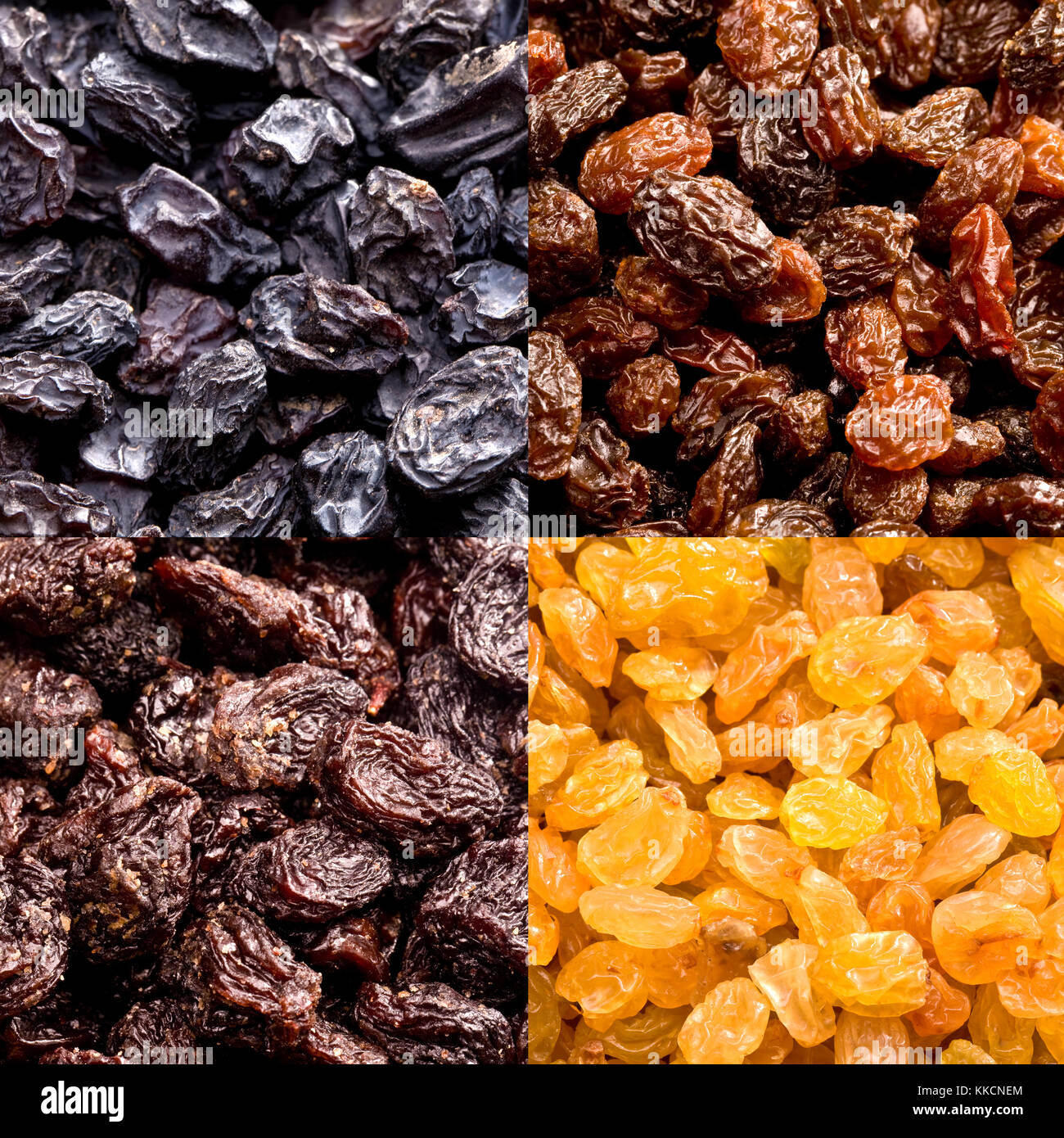 different varieties of raisins close up background Stock Photo - Alamy