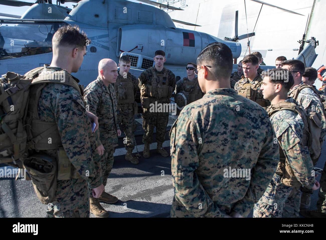 U.S. Marine Corps Col. Farrell J. Sullivan, left, commanding officer of ...