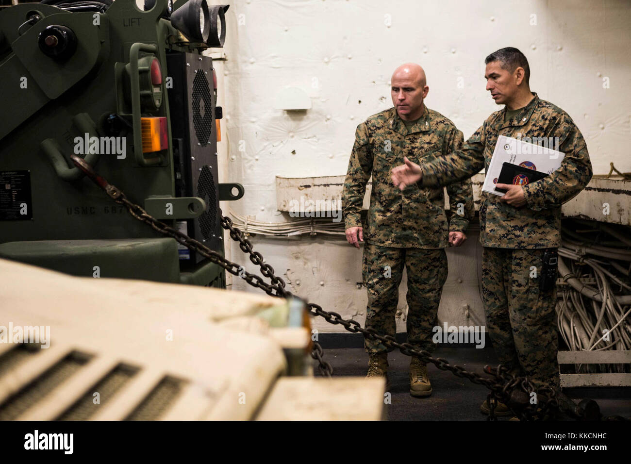 U.S. Marine Corps Col. Farrell J. Sullivan, left, commanding officer of ...