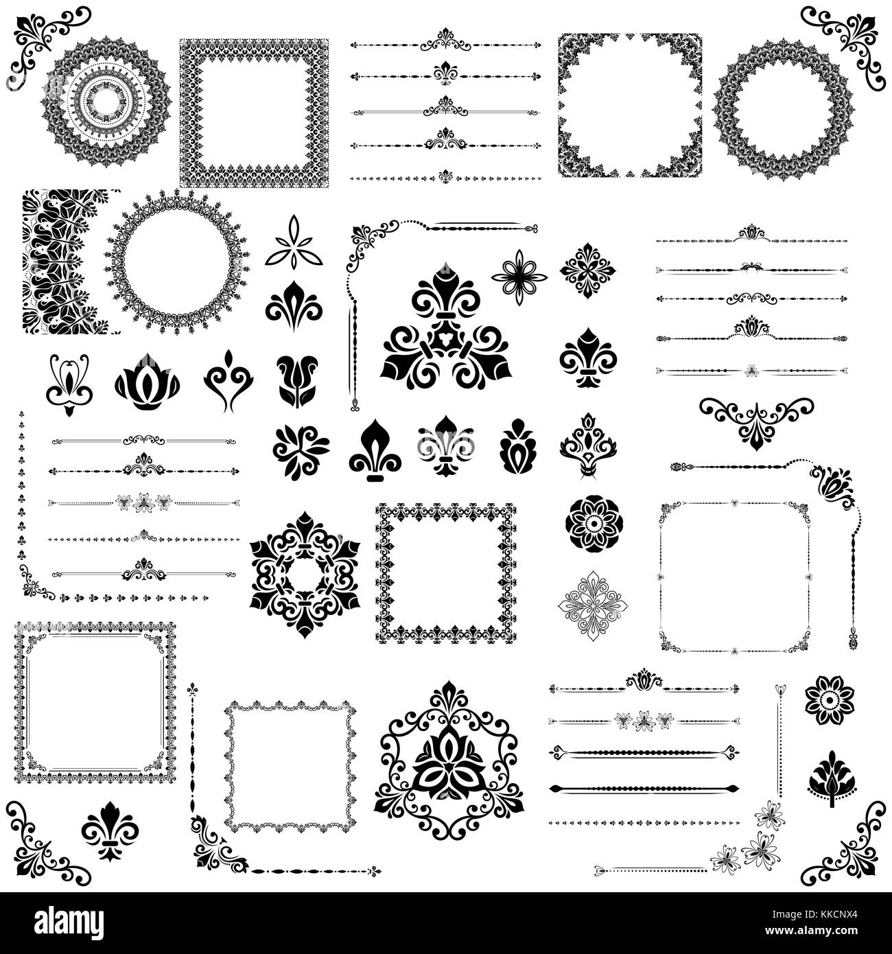 Vintage Set of Vector Horizontal, Square and Round Elements Stock ...