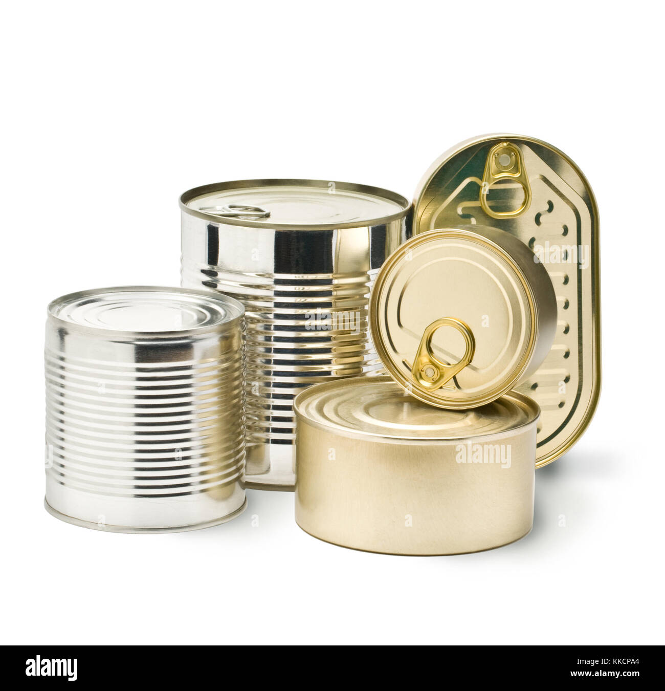metal tin cans on a white background. path saved Stock Photo - Alamy
