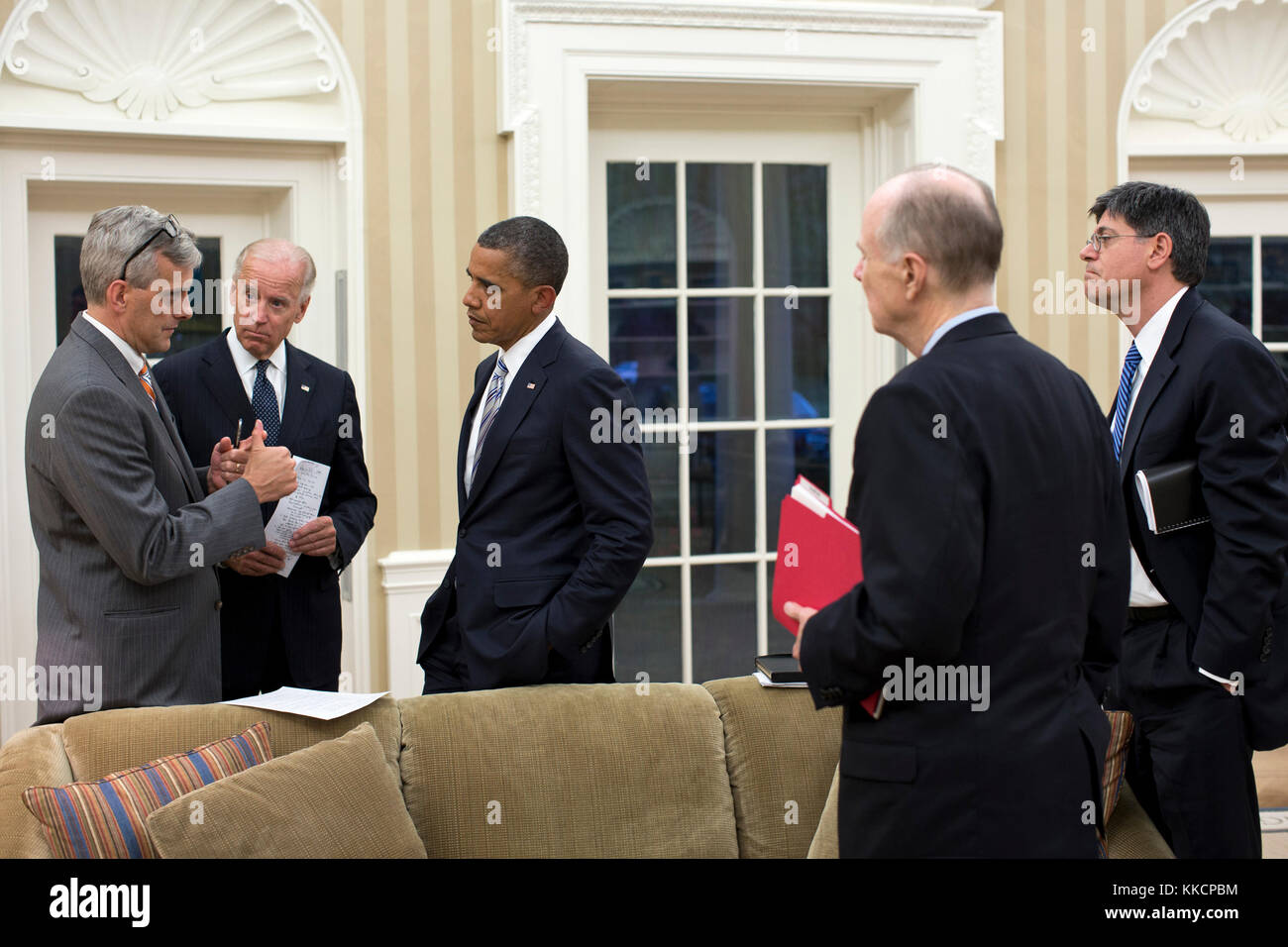 President Barack Obama and Vice President Joe Biden talk with senior ...