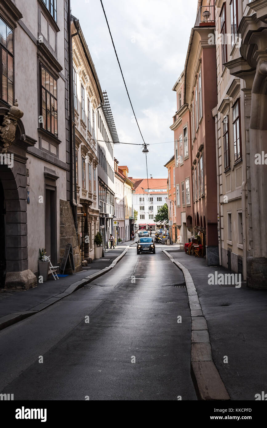 Street in historical city center of Graz Stock Photo - Alamy