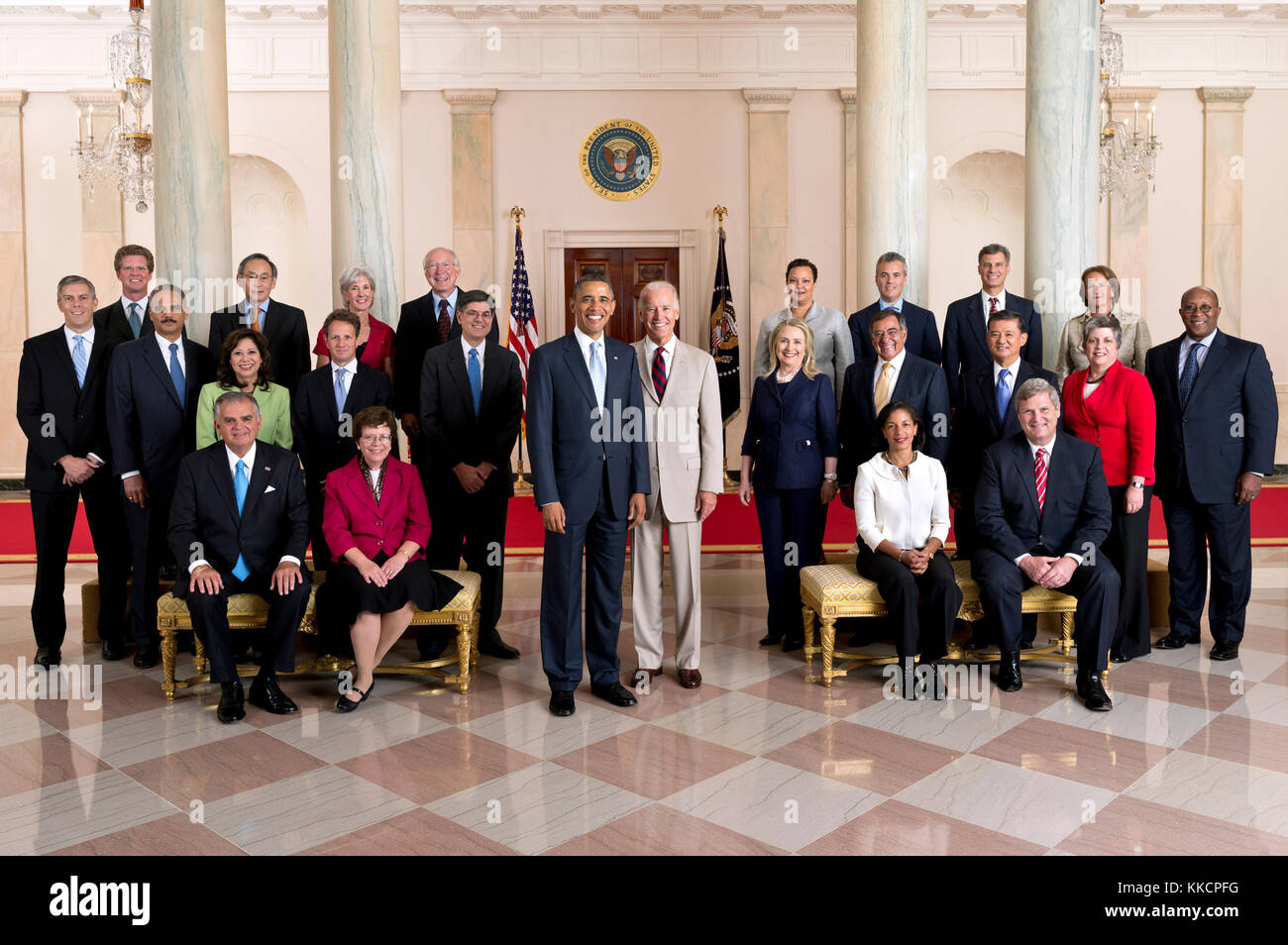 President Barack Obama and Vice President Joe Biden pose with the full ...