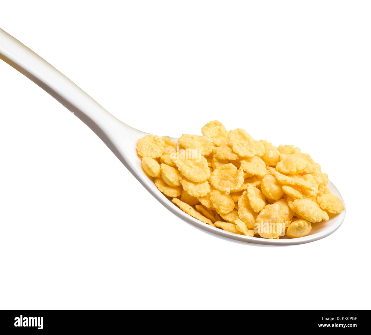 white spoon with corn flakes close up Stock Photo - Alamy