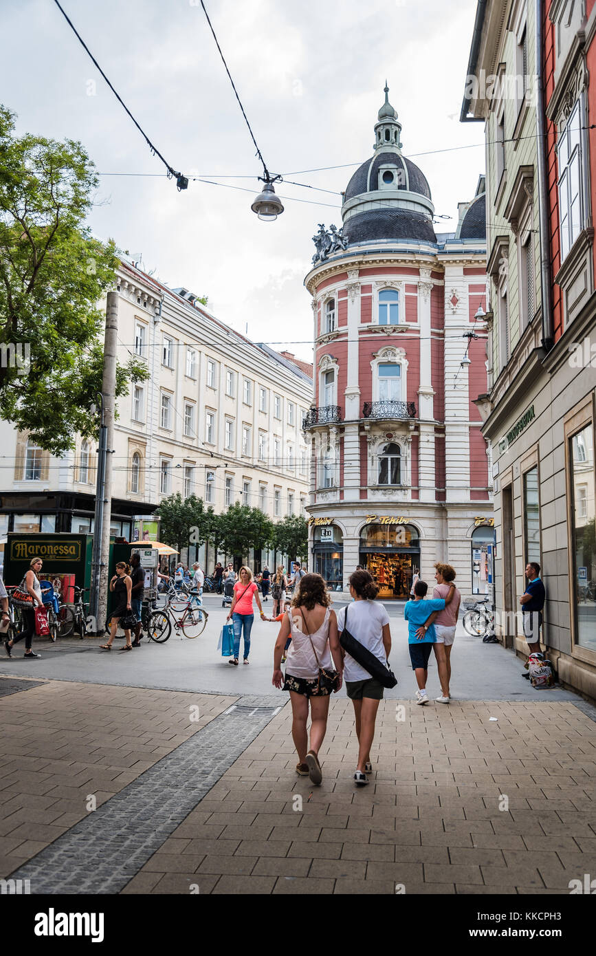Street in historical city center of Graz Stock Photo - Alamy