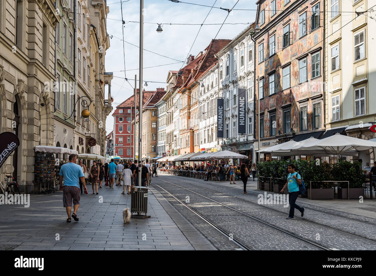 Street in historical city center of Graz Stock Photo - Alamy
