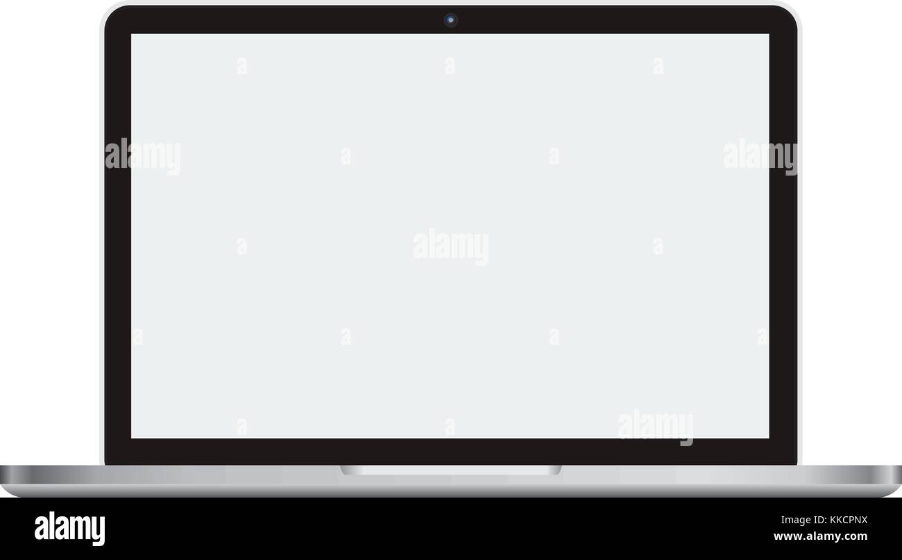 Laptop front view mockup with empty or blank screen. Vector ...