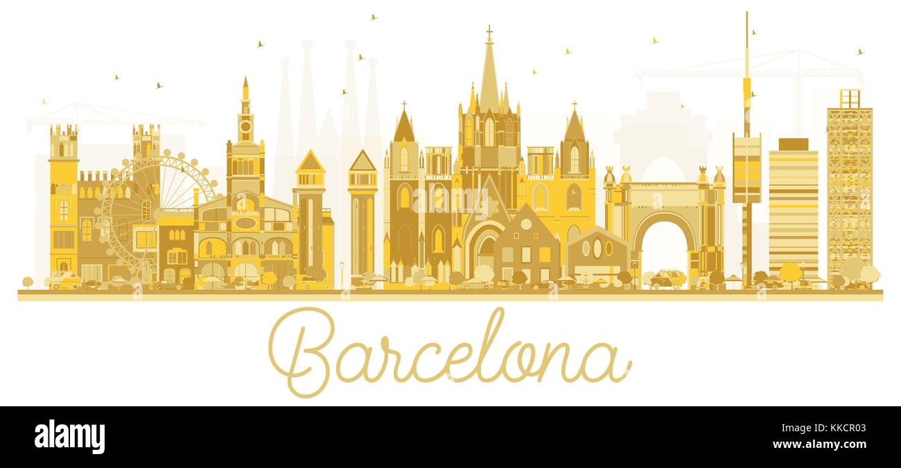 Barcelona Spain City skyline golden silhouette. Vector illustration ...