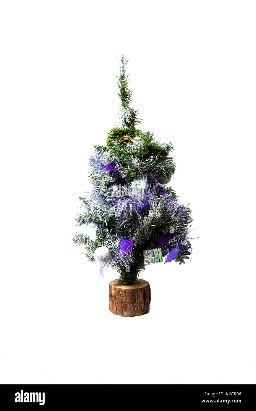 Christmas tree on plain white background Stock Photo - Alamy