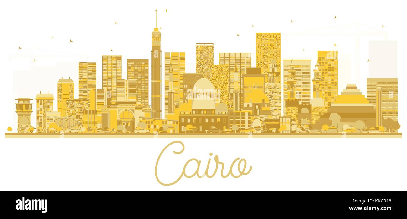 Cairo Egypt City skyline golden silhouette. Vector illustration ...