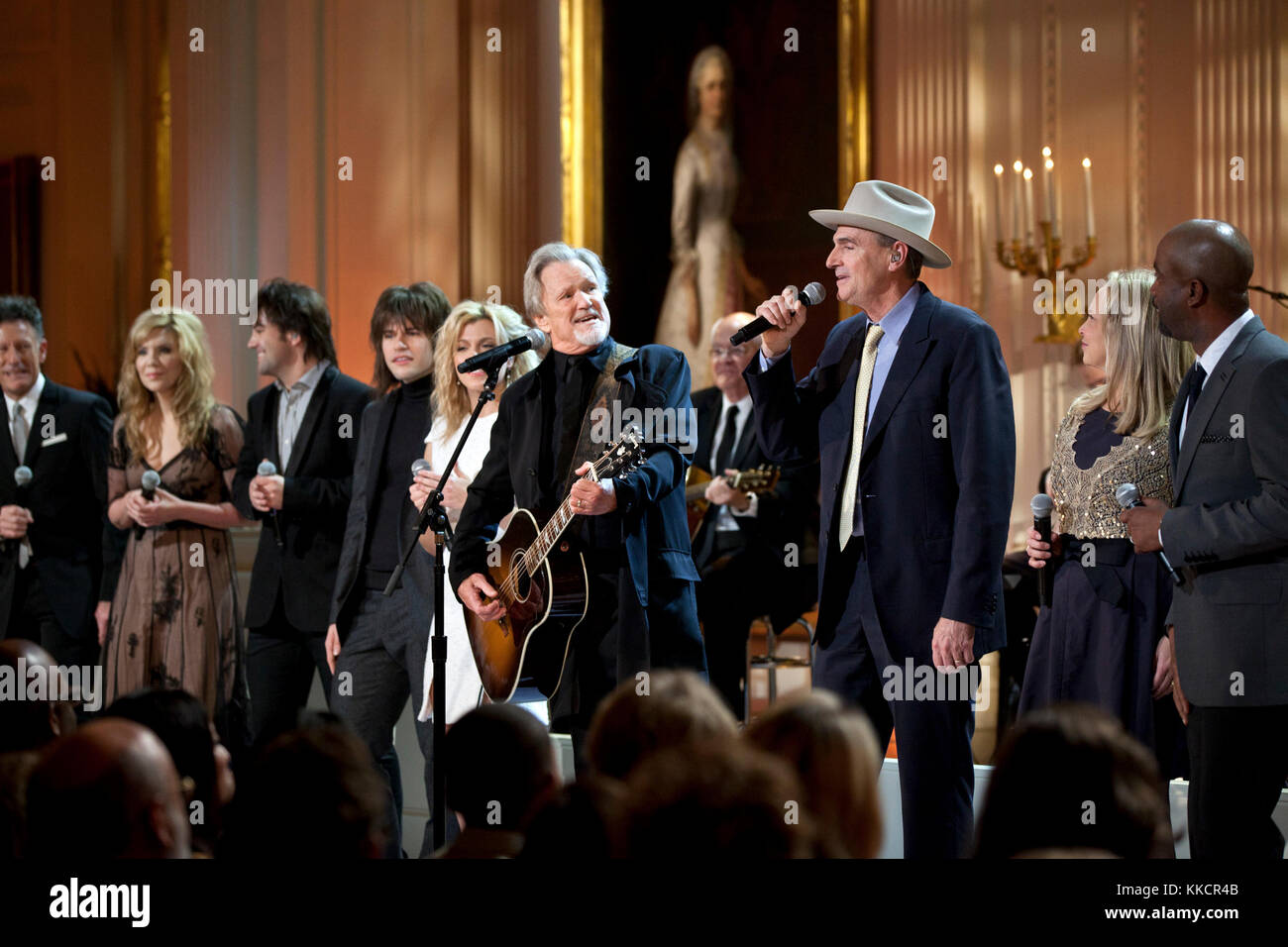 Performers gather onstage for the grand finale of the “Country Music ...