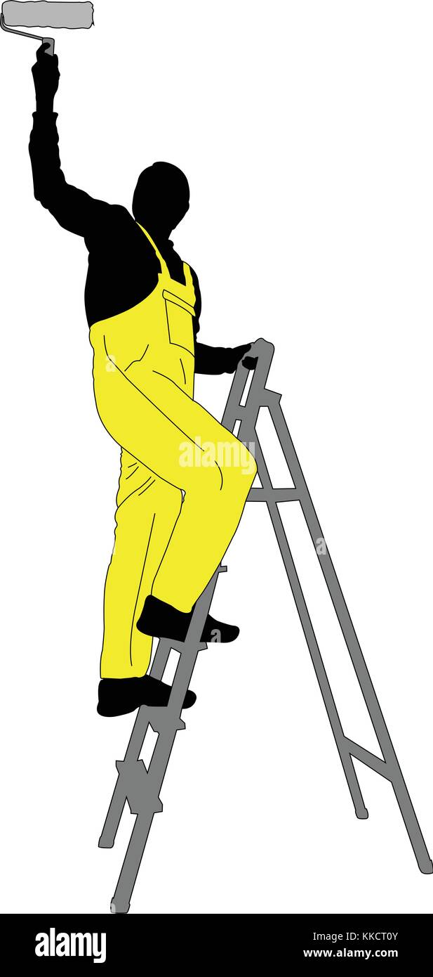 man painting a ceiling silhouette - vector Stock Vector Image & Art - Alamy