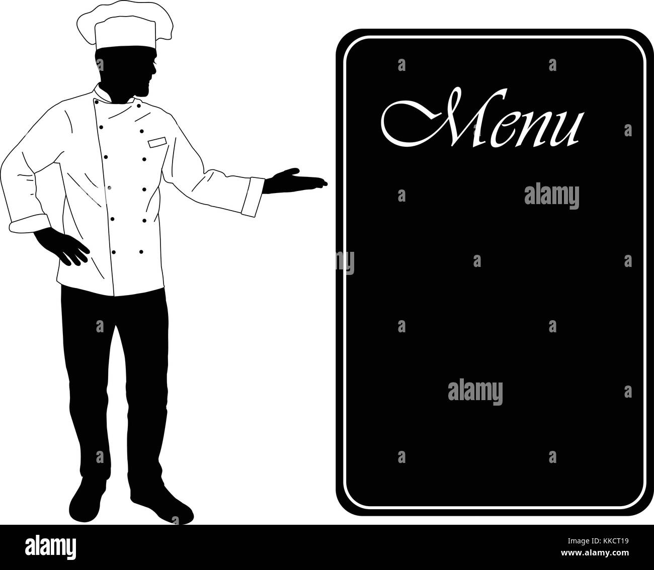 kitchen chef offers dinning menu silhouette - vector Stock Vector Image ...