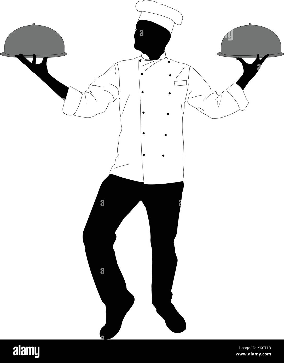 kitchen chef serving a meal silhouette - vector Stock Vector Image ...