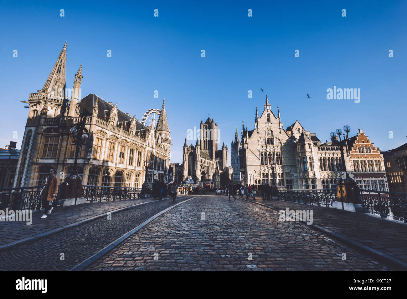 St. Michael's Bridge and Old town in Gent Stock Photo - Alamy