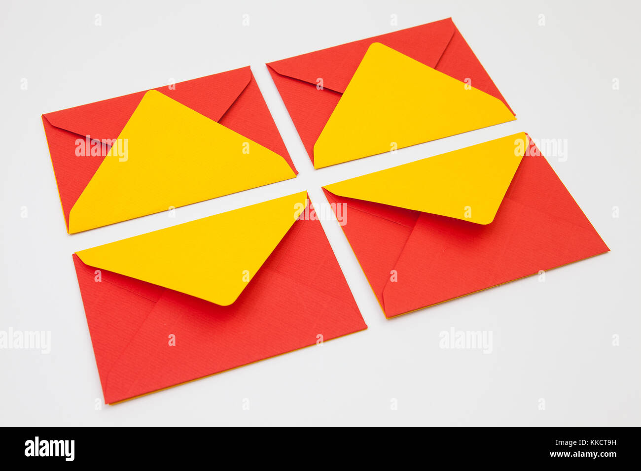 Different colored envelopes on the table Stock Photo - Alamy