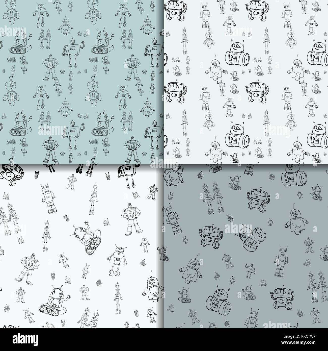 Robot doodles pattern set Stock Vector Image & Art - Alamy