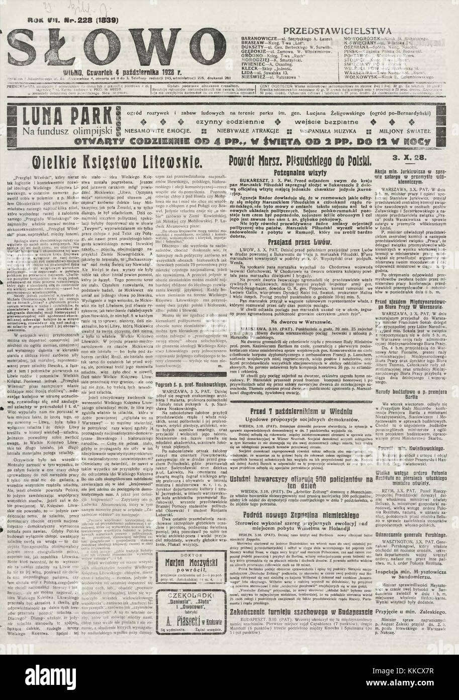 Slowo - 1928, nr 228 - Stanislaw Mackiewicz - WKL Stock Photo - Alamy