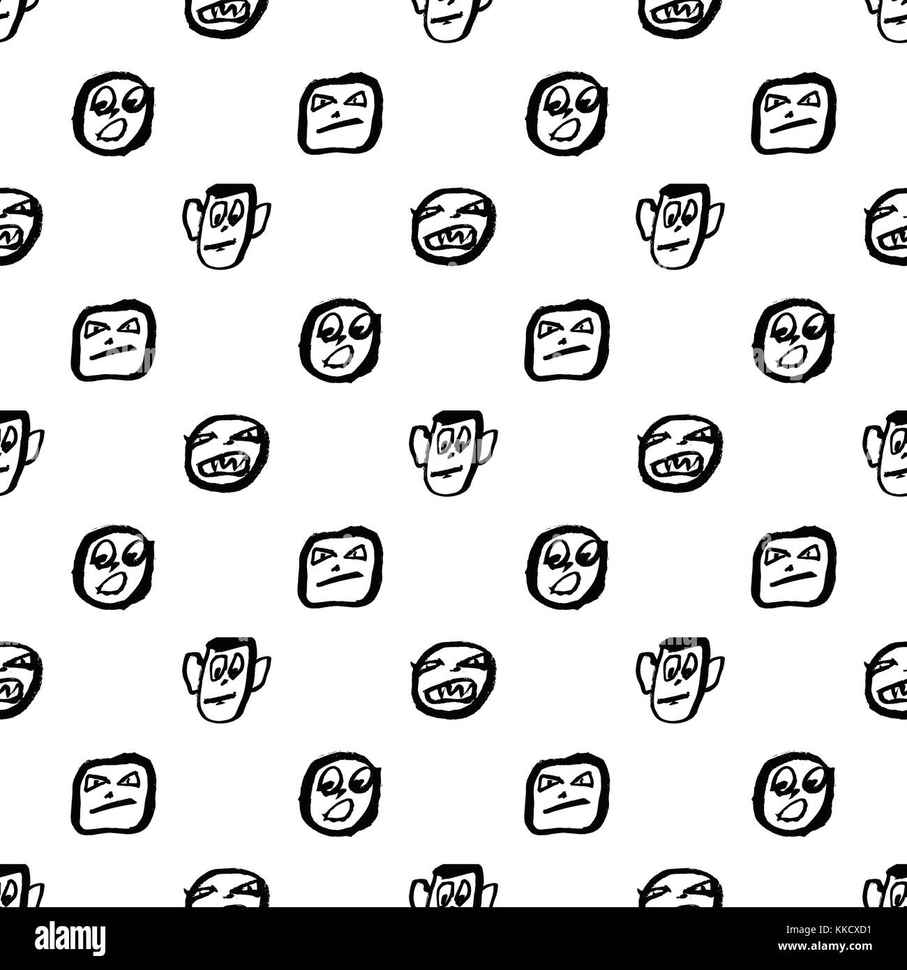 Doodles faces pattern Stock Vector Image & Art - Alamy
