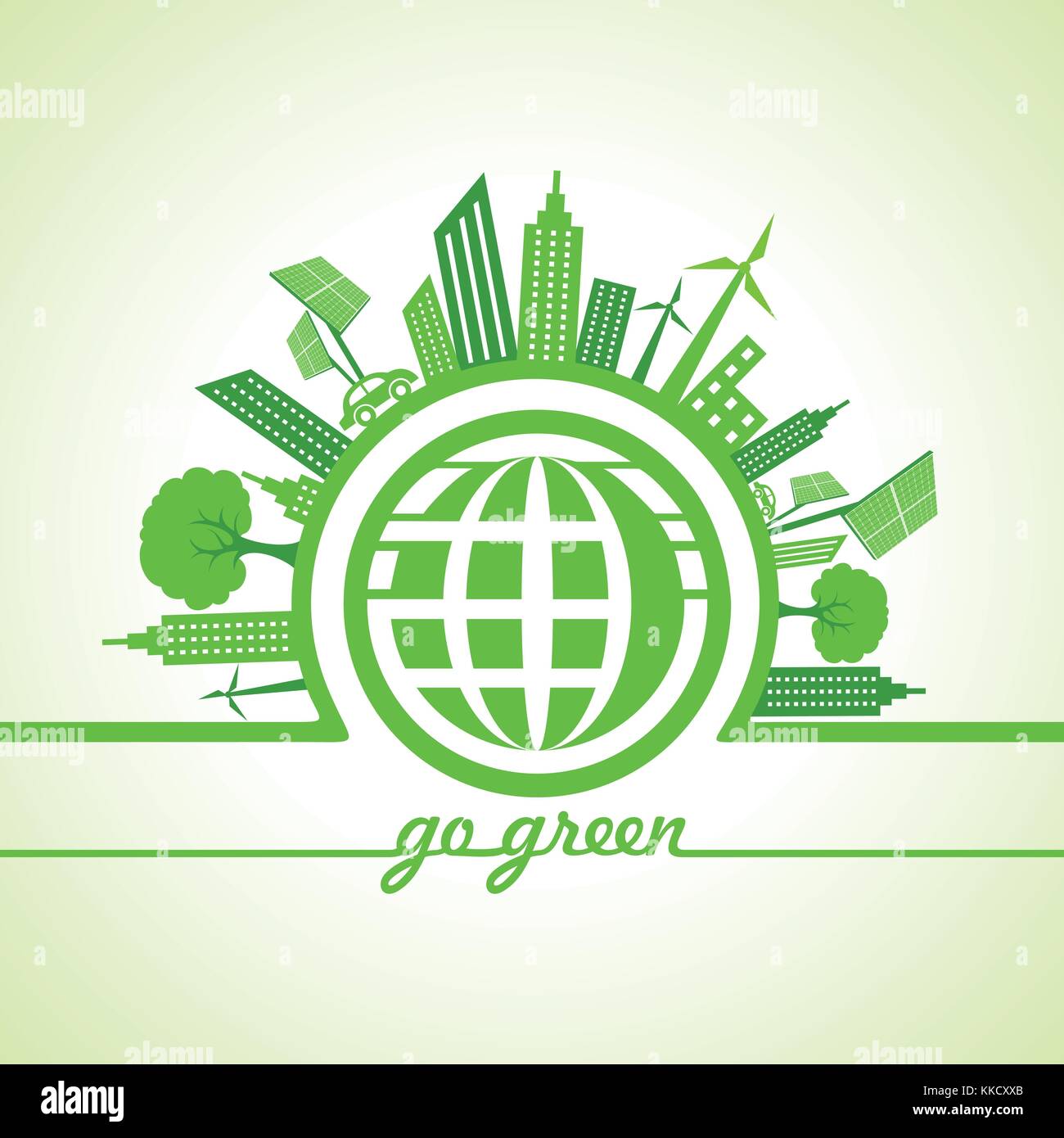 Ecology concept with eco cityscape - vector illustration Stock Vector ...