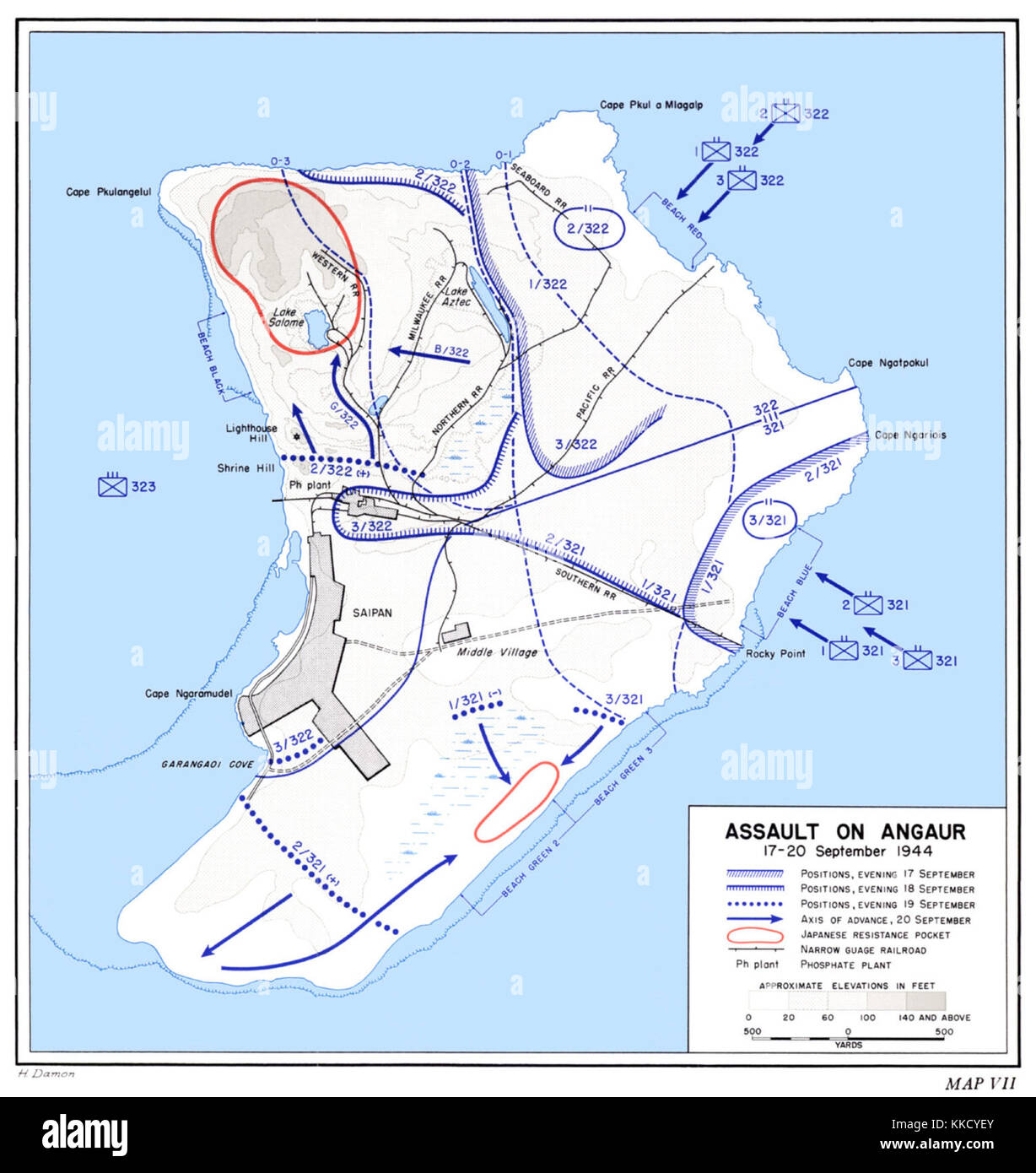 Battle of Angaur map Stock Photo - Alamy