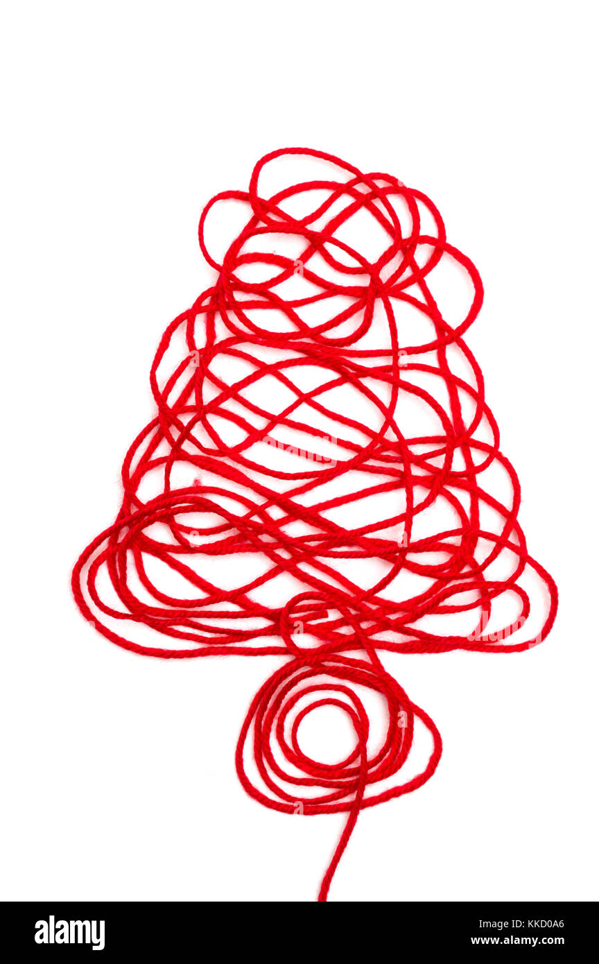 A tree made of red thread on white background Stock Photo - Alamy