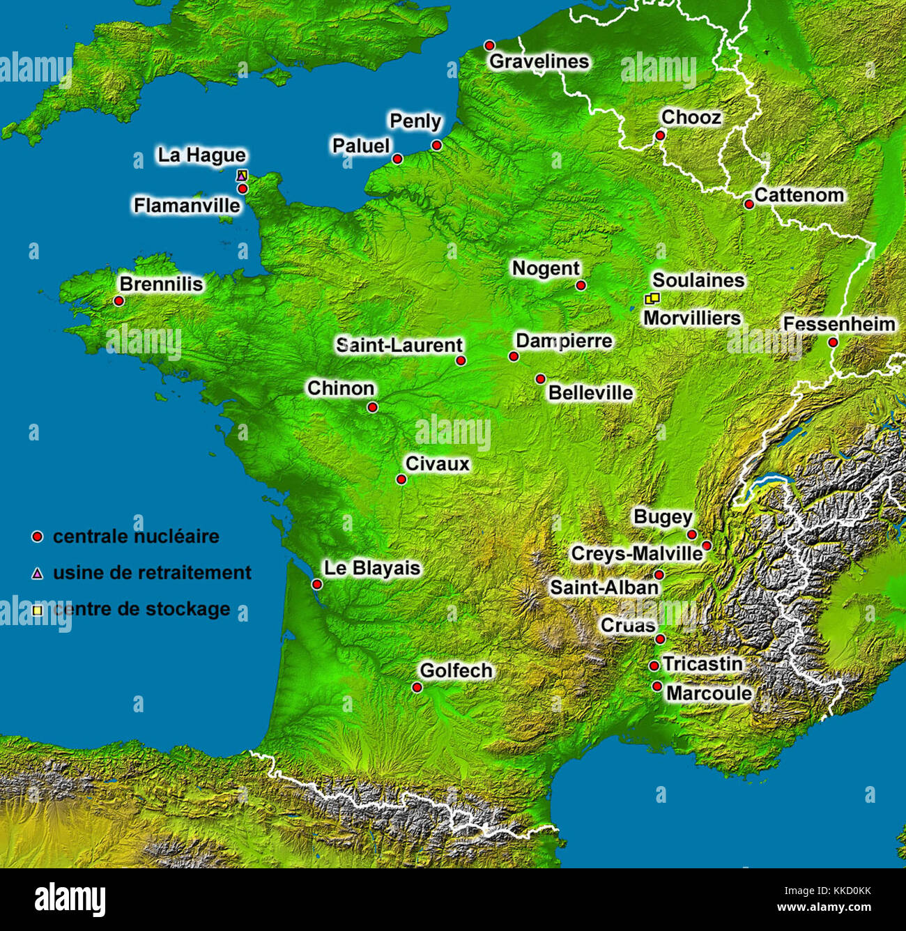converted PNM file Nuclear plants map France Stock Photo - Alamy
