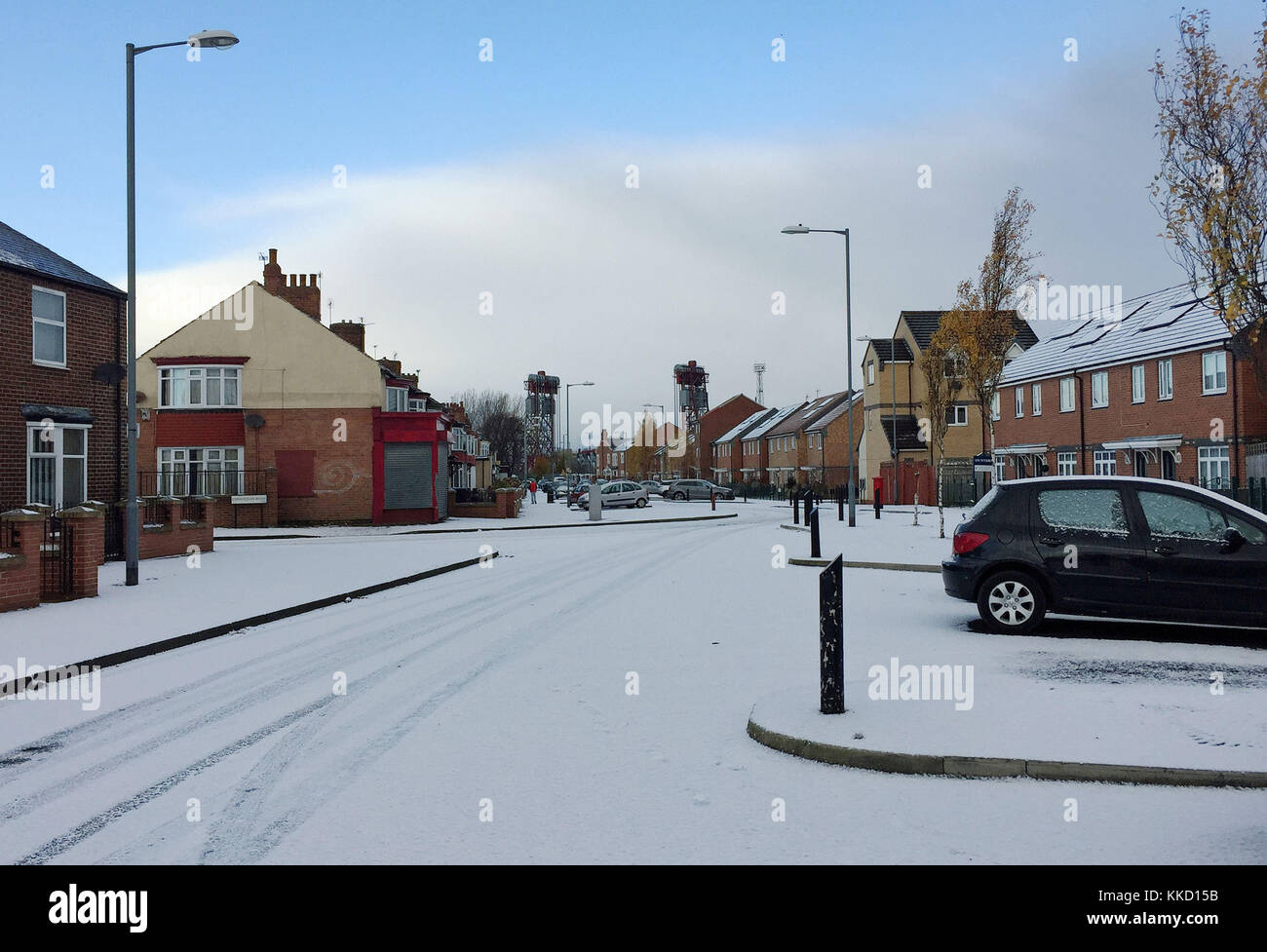 Snow on the ground in West Lane, Middlesbrough, as parts of the country ...