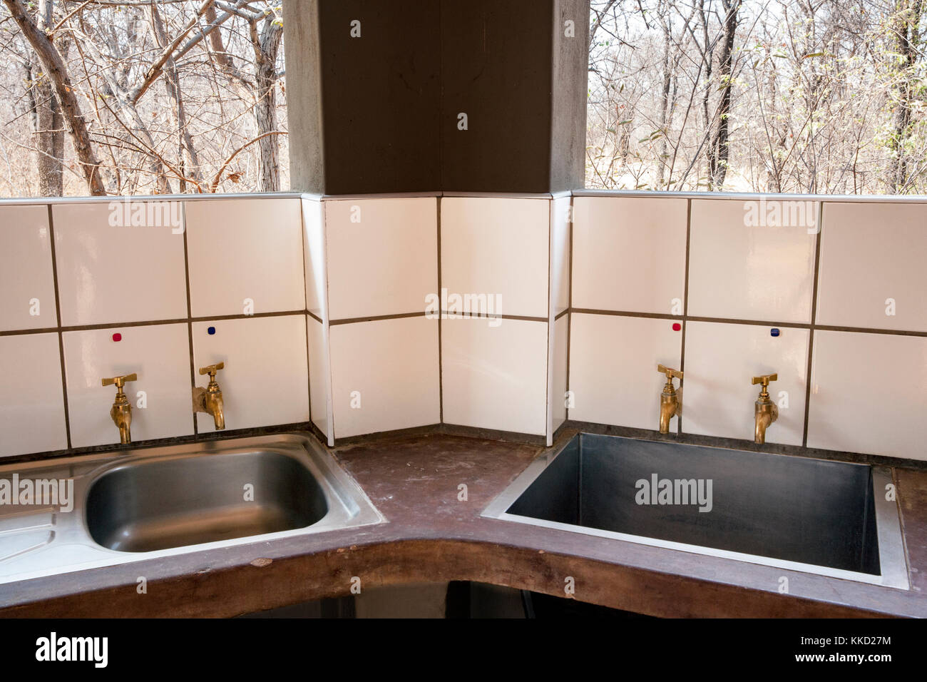 Wash basins at Tamboti Luxury Campsite, Onguma Game Reserve, Namibia ...
