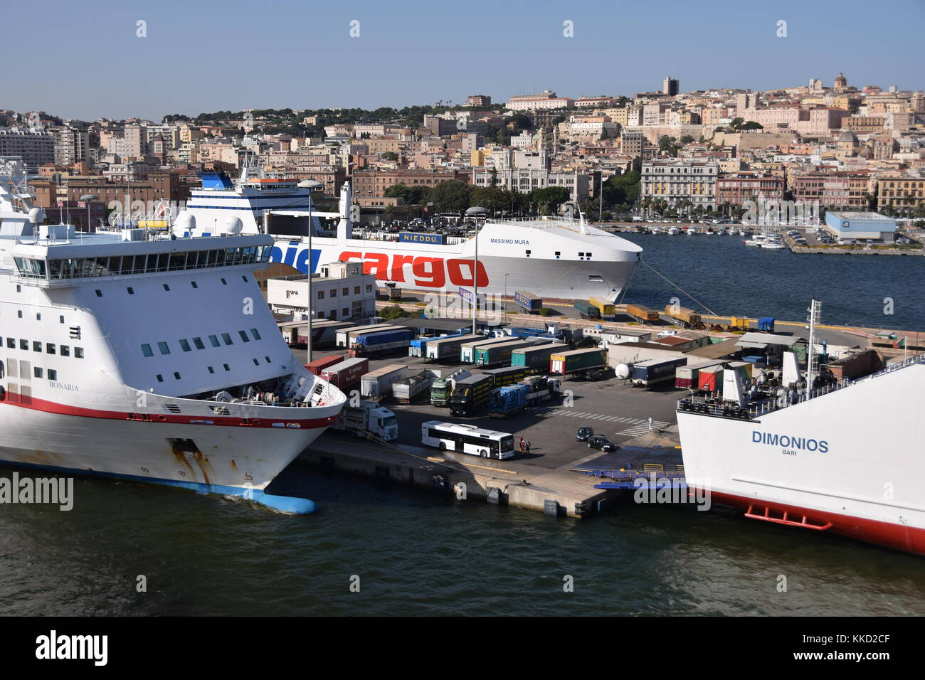 Vessels serving the docks in Cagliari, Sardinia, Italy with cargo and ...