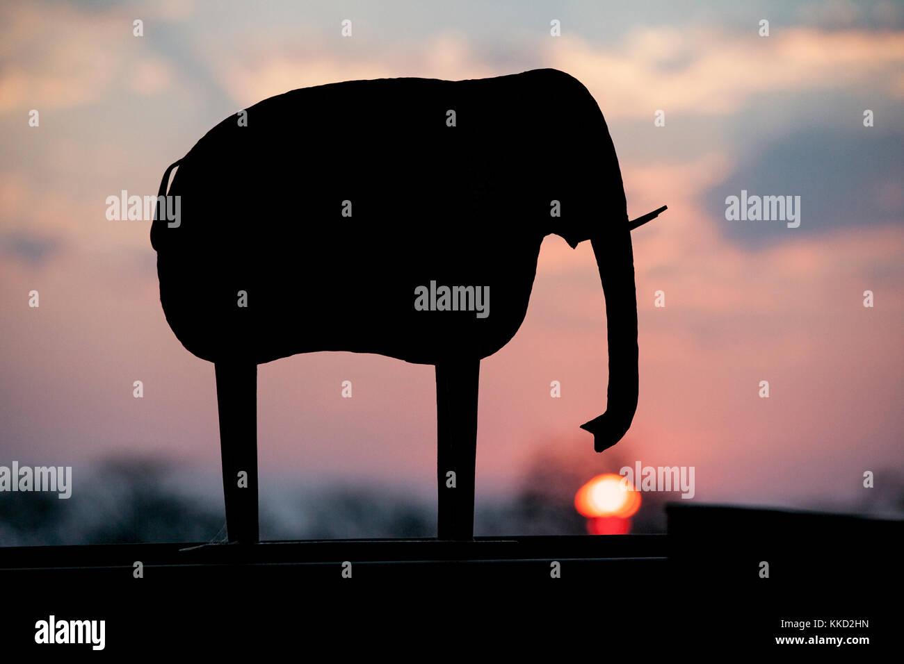 Elephant statue in the sunset - Onguma Bush Camp, Onguma Game Reserve ...