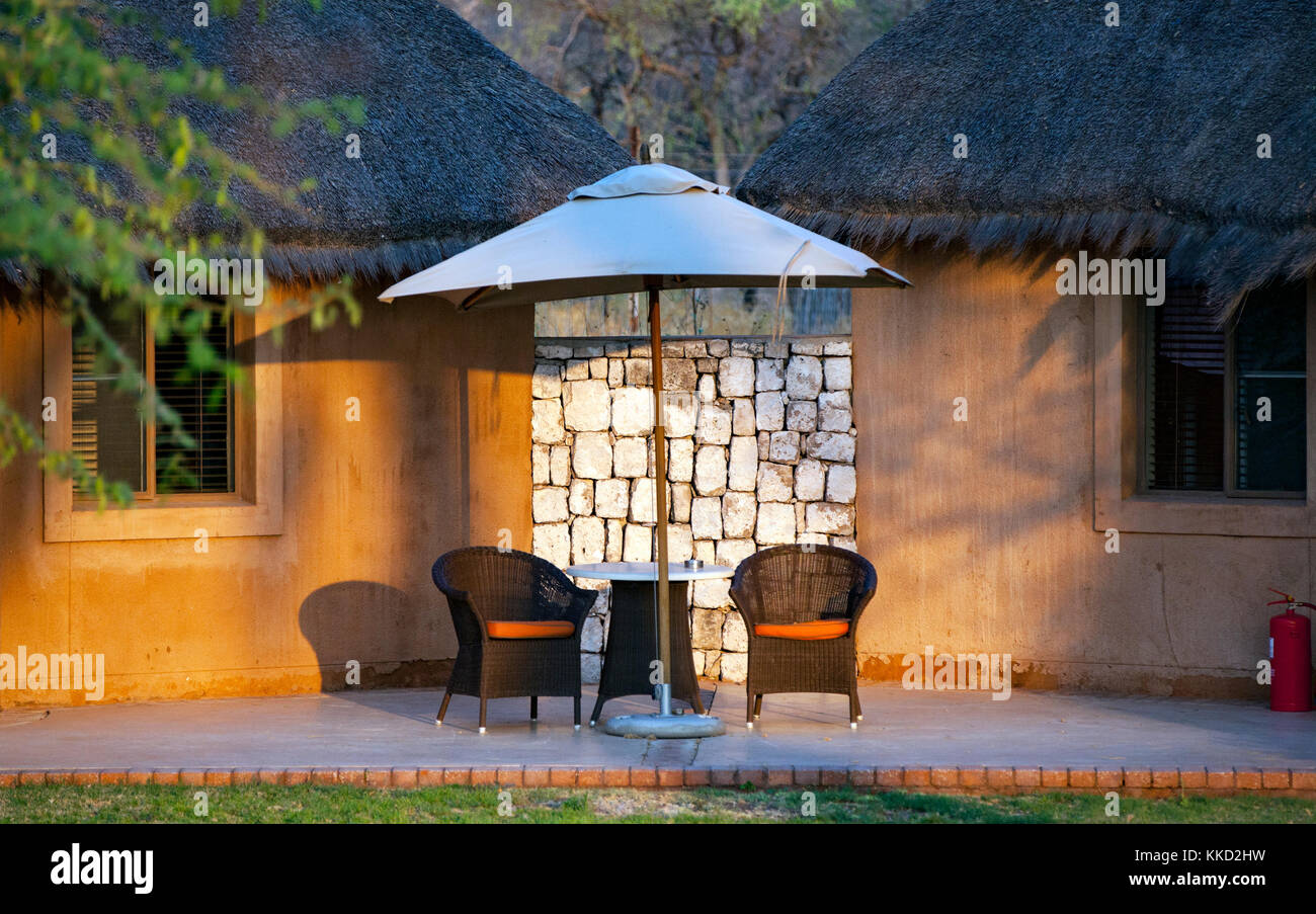 Outdoor sitting area at Onguma Bush Camp, Onguma Game Reserve, Namibia ...