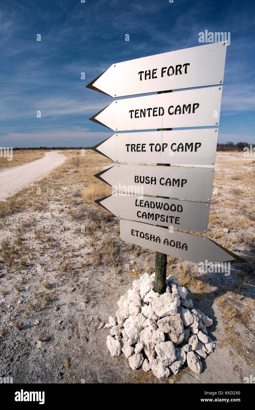 Directional Signs for lodges at Onguma Game Reserve, Namibia, Africa ...