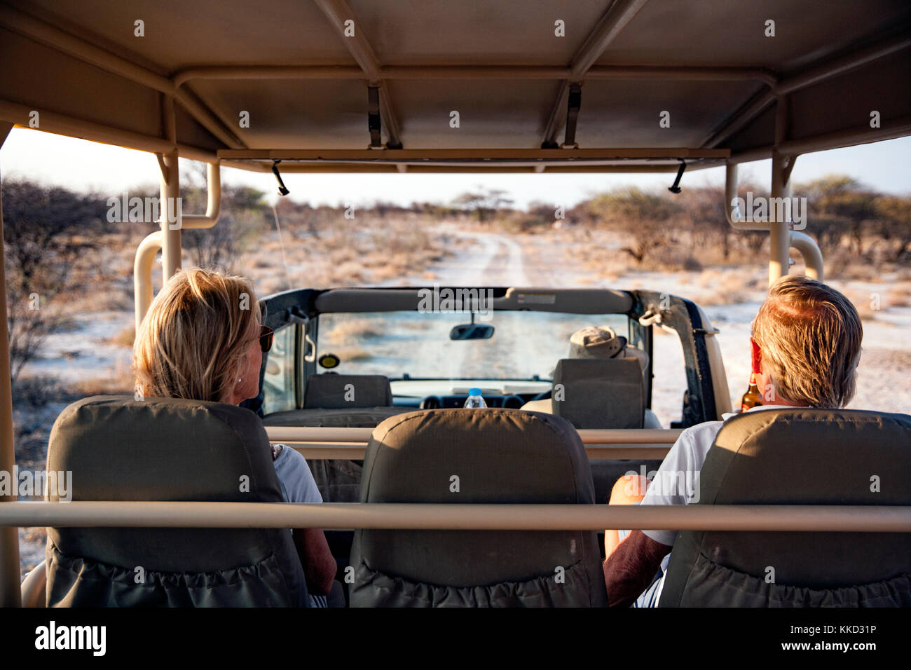 Couple on Game Drive in Onguma Game Reserve, Namibia, Africa Stock ...