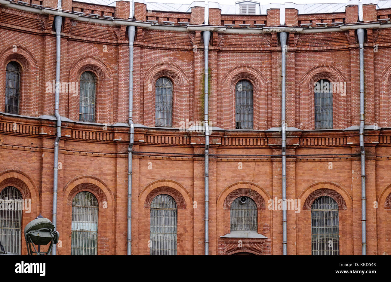 Details of the ancient brick building in St. Petersburg, Russia Stock ...