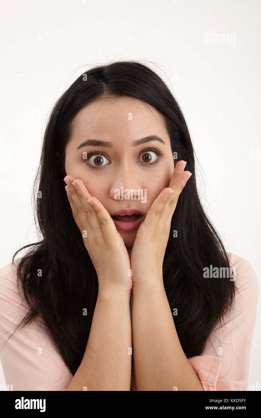 close up of curious woman with a wide open eyes Stock Photo - Alamy