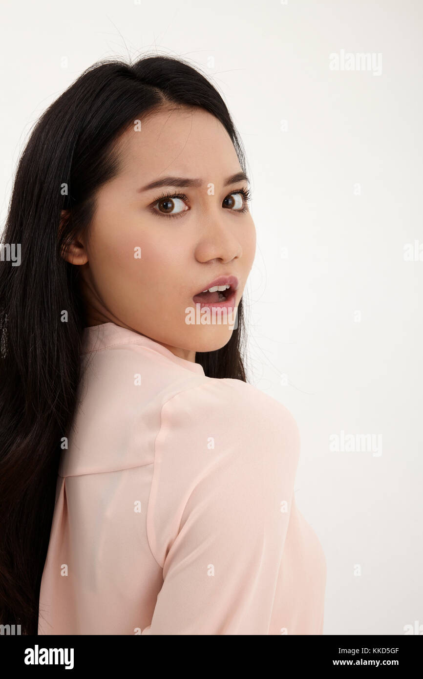close up of curious woman with a wide open eyes Stock Photo - Alamy
