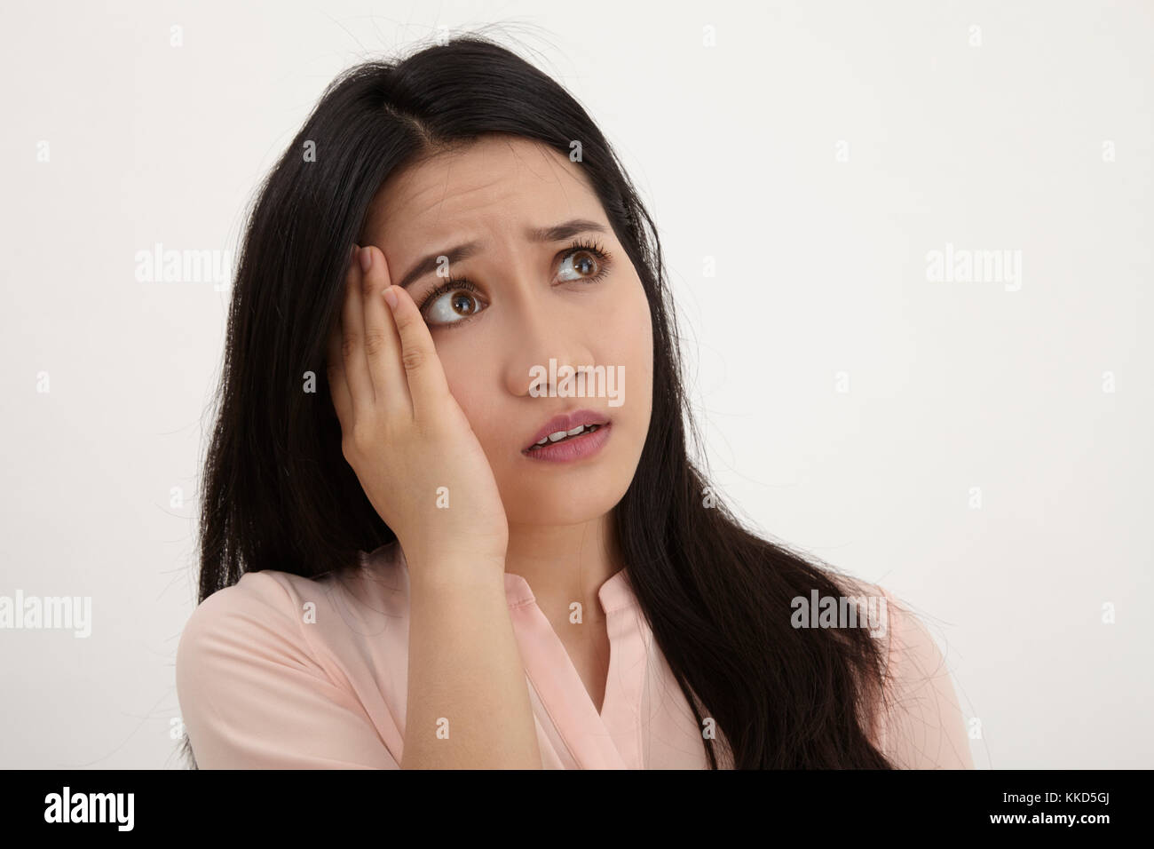 woman worried about the future isolated on white background Stock Photo ...