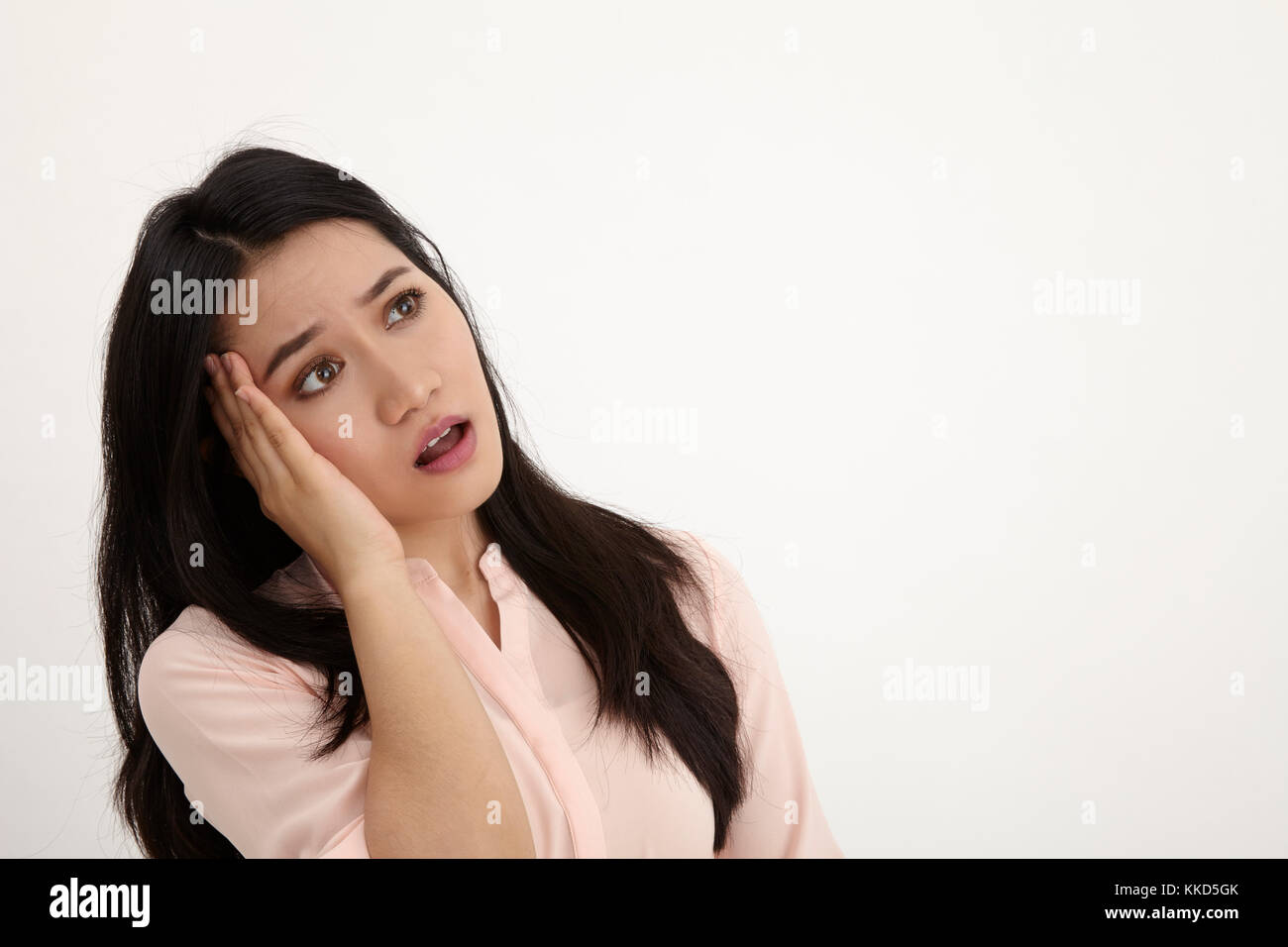 woman worried about the future isolated on white background Stock Photo ...